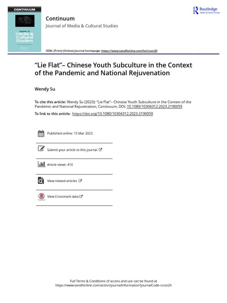 Lie Flat Chinese Youth Subculture in The Context of The Pandemic and National Rejuvenation | PDF ...