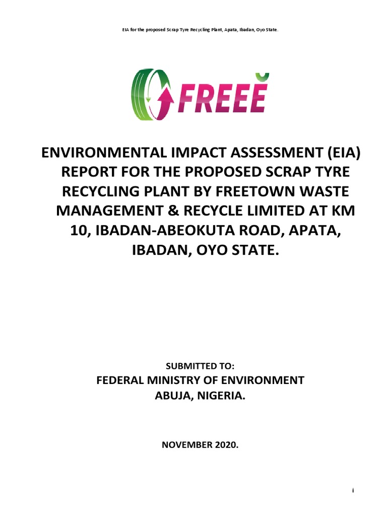 EIA-FOR-SCRAP-TYRE-RECYCLING-PLANT | PDF | Environmental Impact Assessment | Waste Management