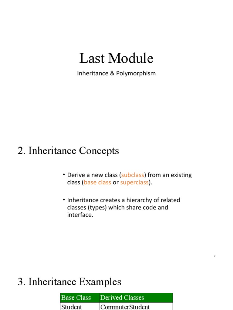 Last Module Pdf Inheritance Object Oriented Programming Class Computer Programming