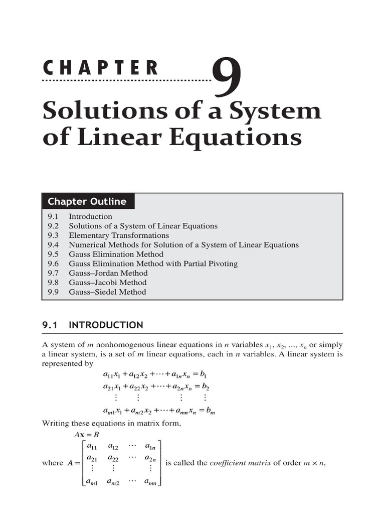 Chapter Four - Solutions of A System of Linear Equations | PDF | System Of Linear Equations ...
