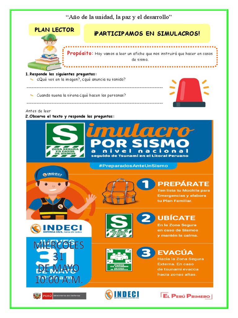 Guía de Simulacros de Sismo Escolar | PDF