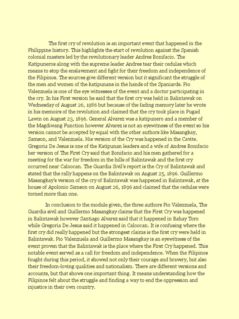 The First Cry of Revolution in the Philippines | PDF | Wars Of ...