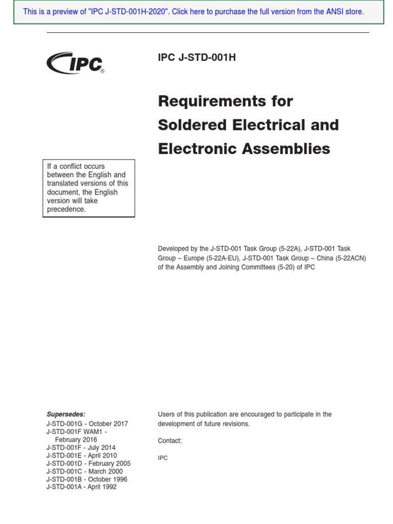 Preview Ipc J STD 001h | PDF
