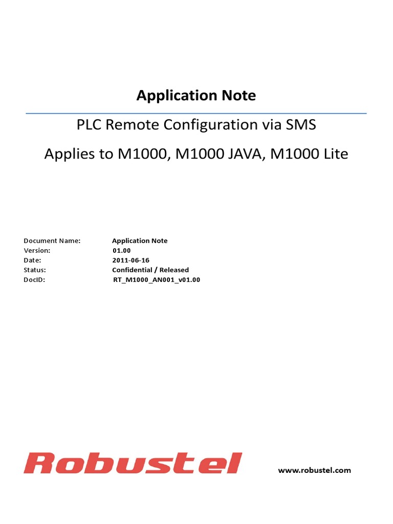 Robustel - M1000 - AN - PLC Remote Configuration Via SMS | PDF | Programmable Logic Controller ...