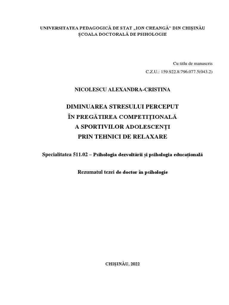 Alexandra Cristina Nicolescu Rezumat RO | PDF