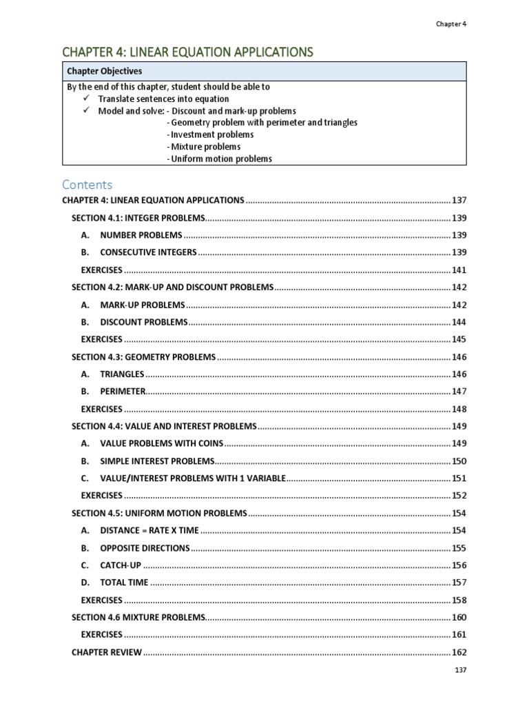 Chapter 4 - Linear Equation Application | PDF | Interest | Length