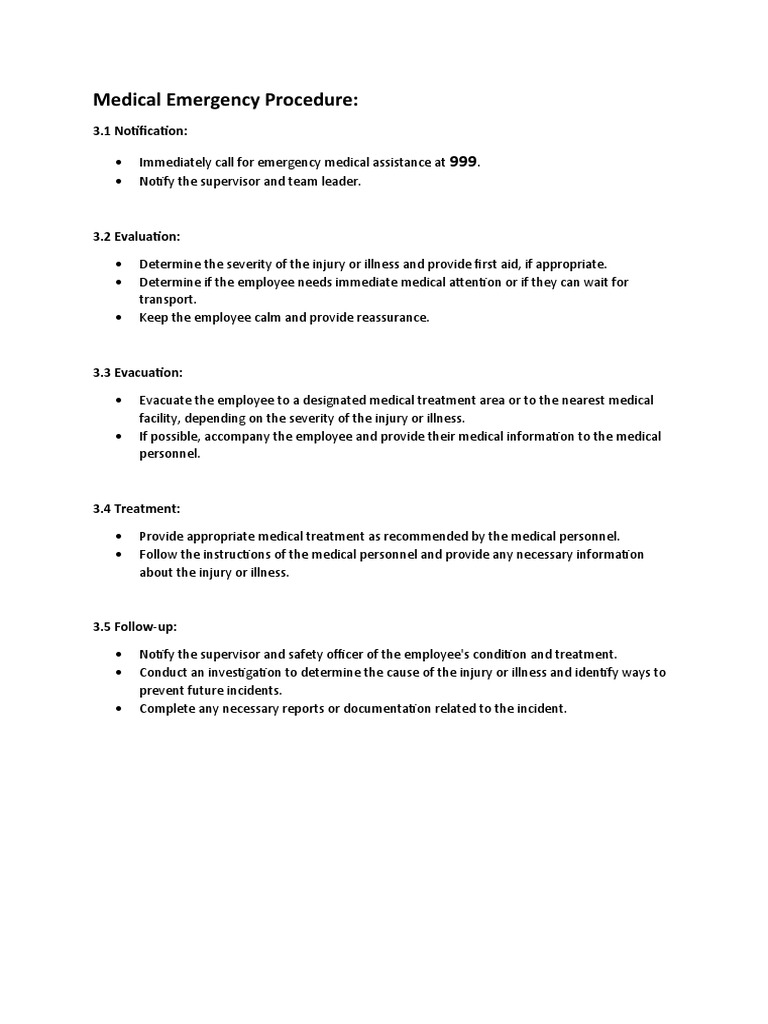 Medical Emergency Procedure | PDF