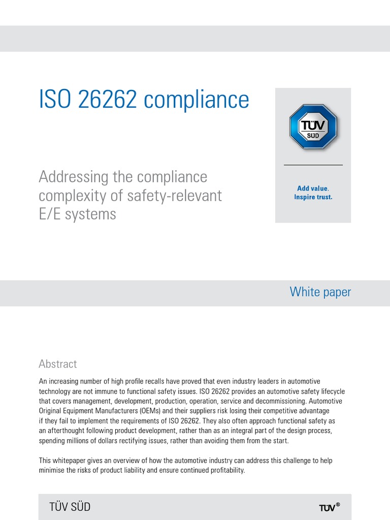 Tuvsud Iso 26262 Compliance | PDF | Business | Safety