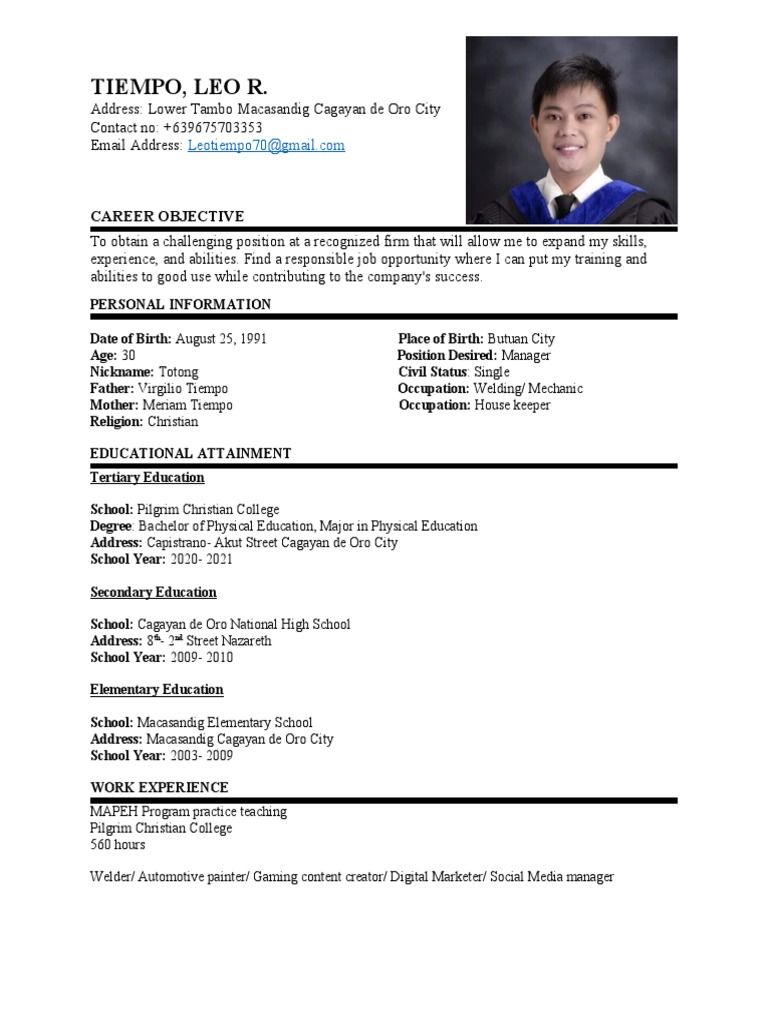 Resume Leo Tiempo | PDF