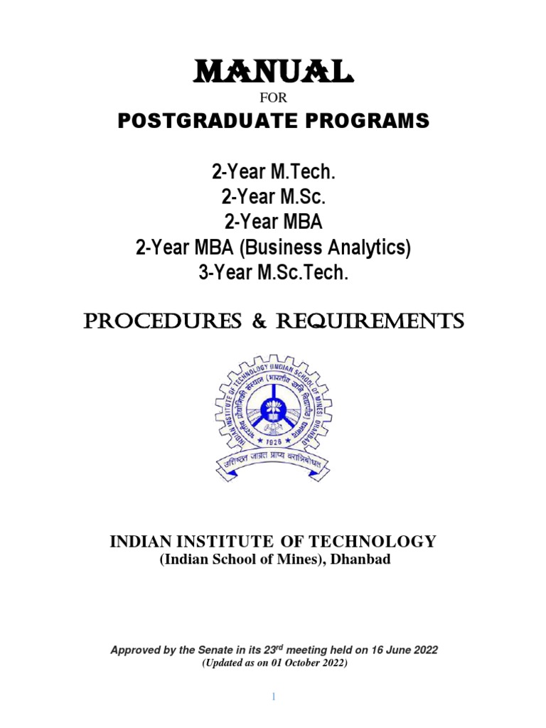 PG IIT ISM | PDF | Postgraduate Education | Academic Degree