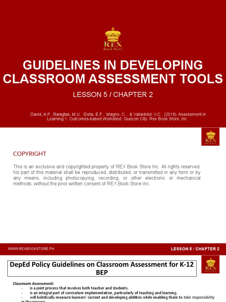 Lesson5 Guidelines In Developing Classroom Assessment Tools Pdf