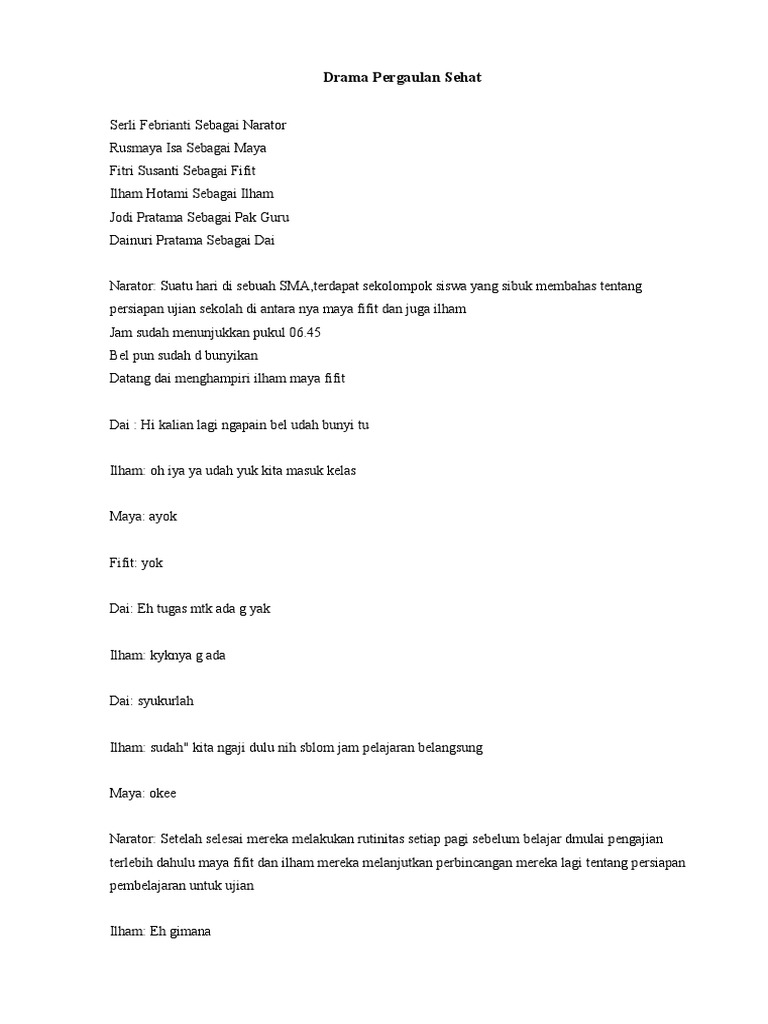 Drama Pergaulan Sehat Serli | PDF