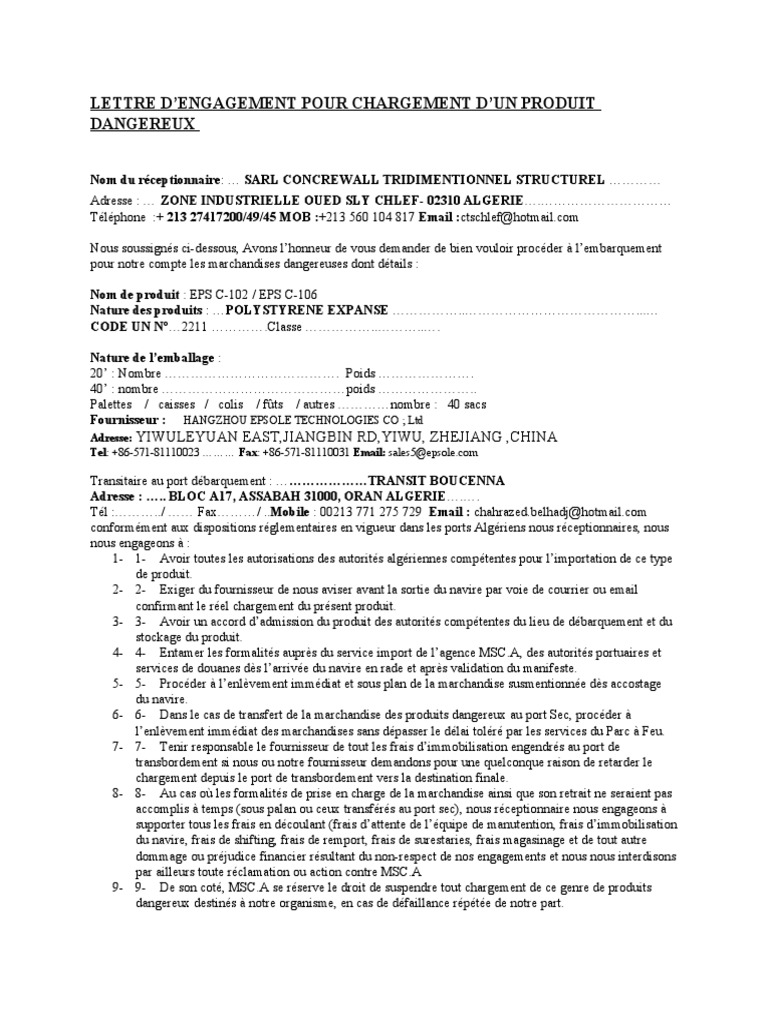 Lettre Dengagement | PDF