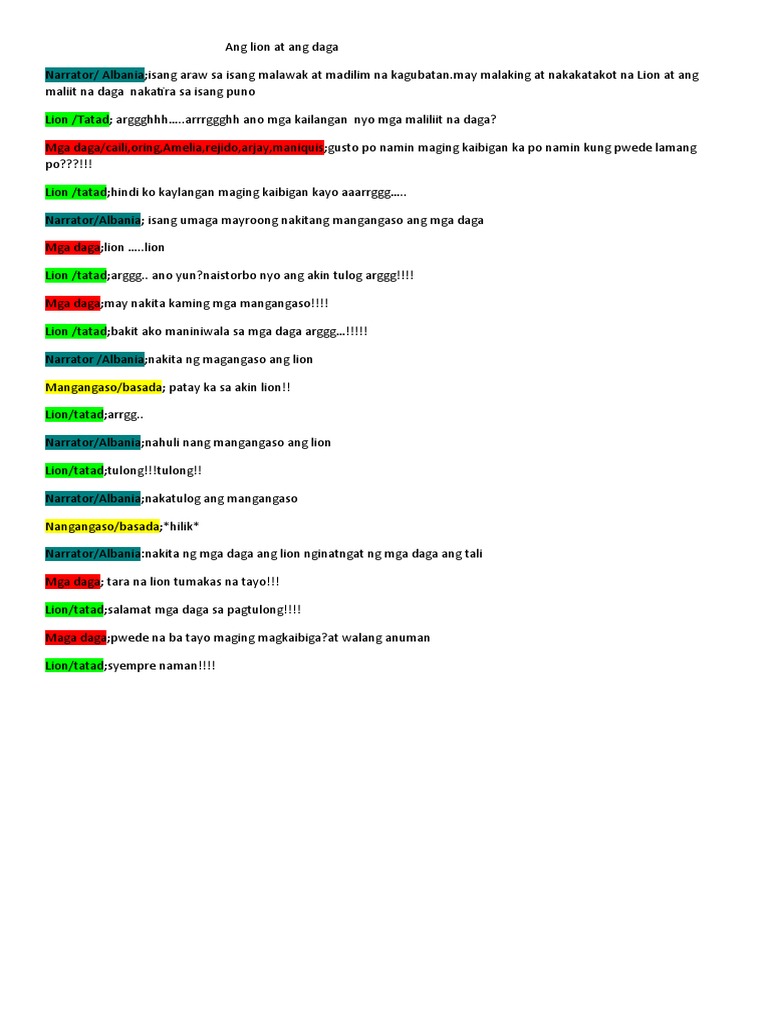 Ang Lion at Ang Daga | PDF