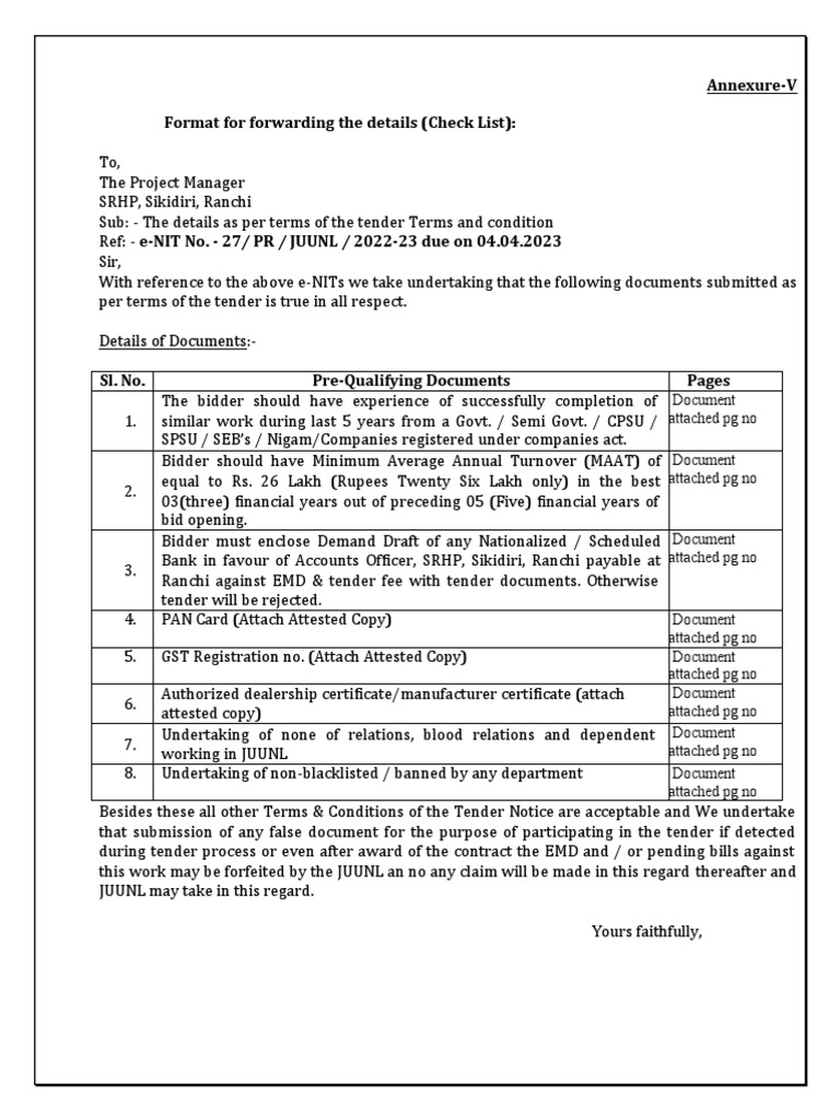 Annexure-V Filled | PDF