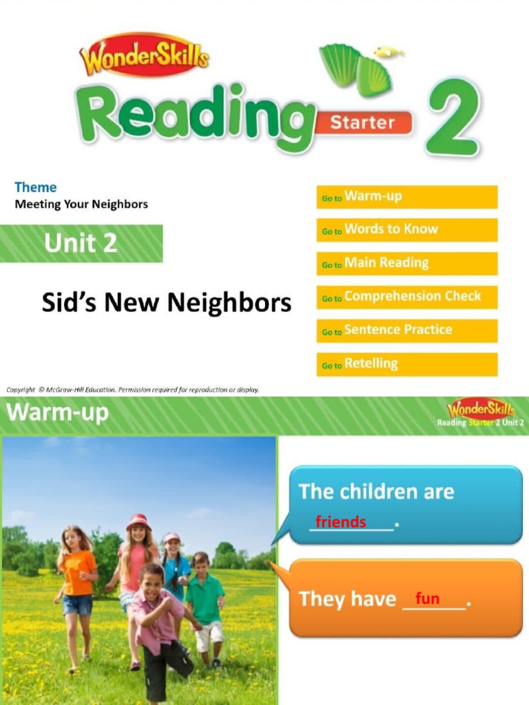 Starter 2 Unit 2 Sid - S New Neighbors | PDF