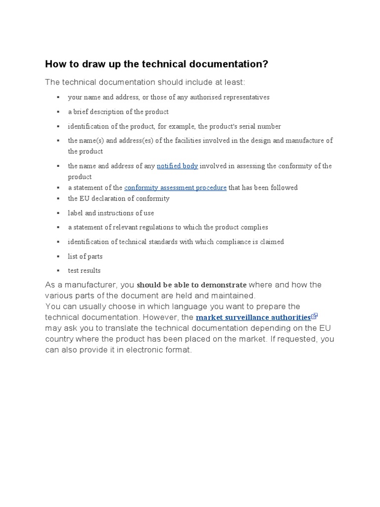 How To Draw Up The Technical Documentation | PDF | Regulation