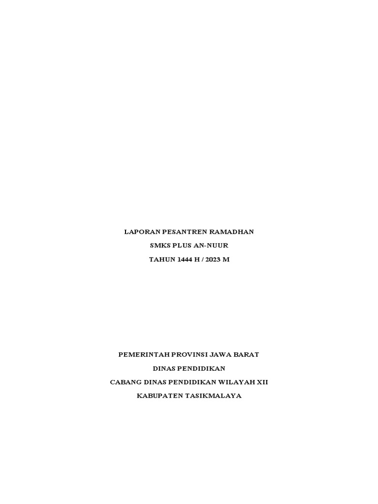 LAPORAN PESANTREN RAMADHAN SDN Bodag | PDF