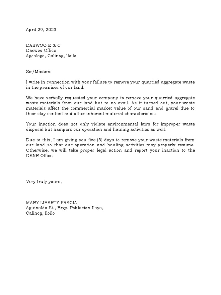 Daewoo Demand Letter | PDF