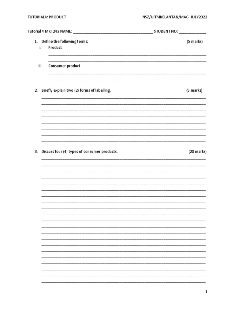 Tutorial 4 MKT243 Mac-July2022 | PDF