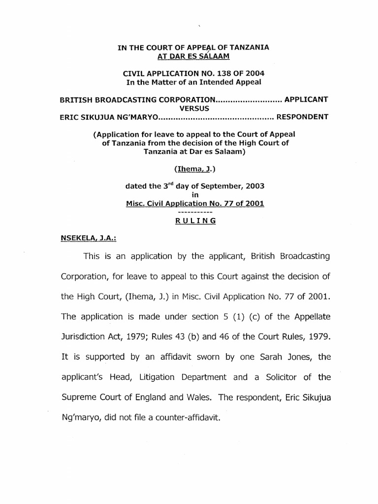 Civil Application No. 138 of 2004 - 2005 British Broadcasting ...