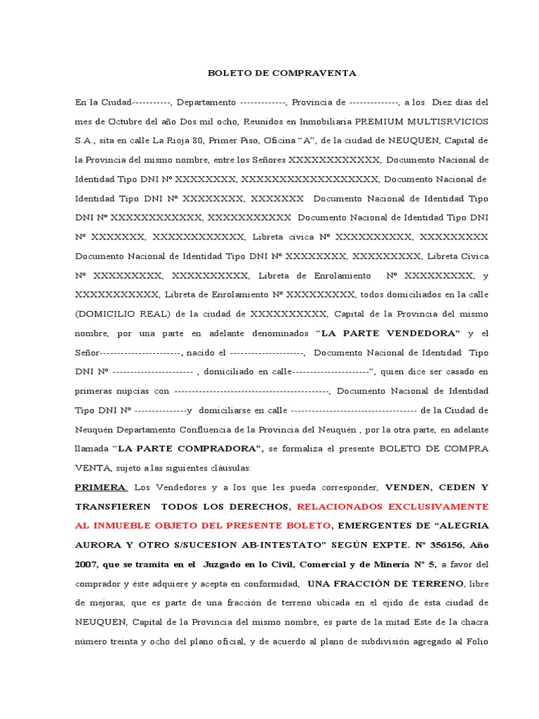 Boleto Compra Venta | PDF