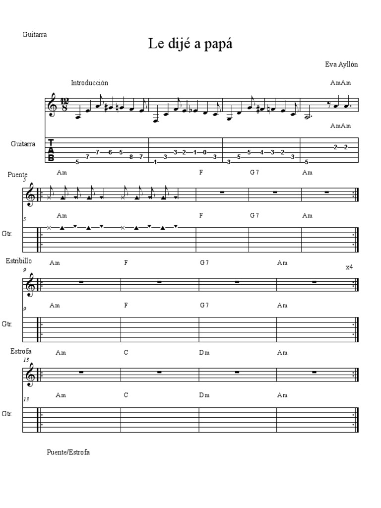 Le dije a papá - Guitarra | PDF