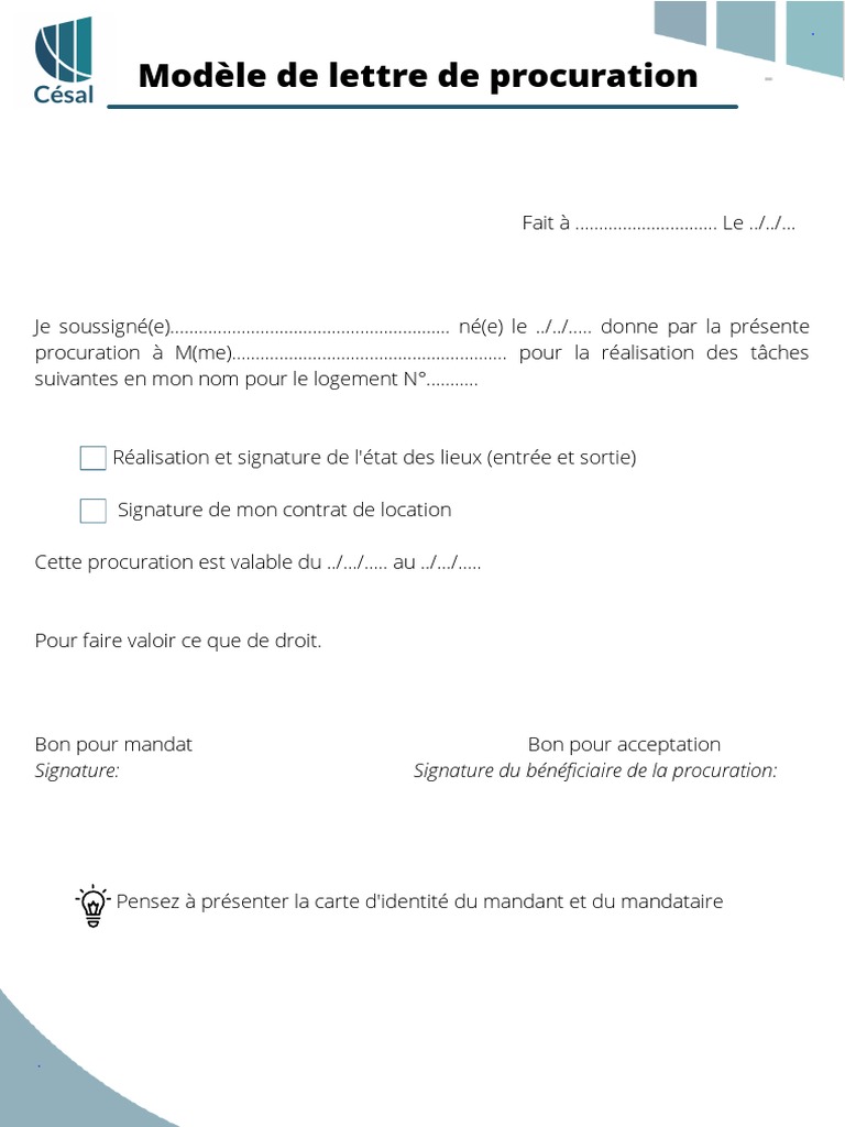 Modèle de Lettre de Procuration | PDF