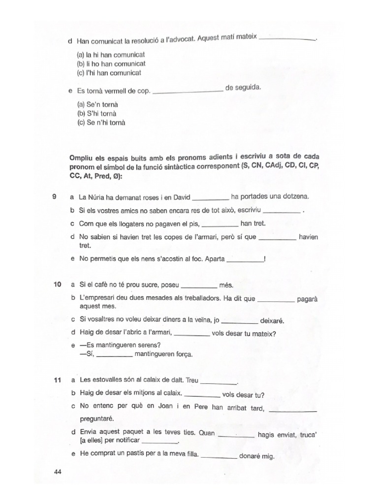Pronoms Febles. Exercicis II | PDF