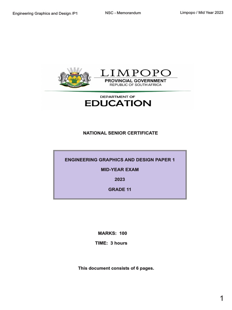 Egd Grade 11 Paper 1 2023 Memo | PDF | Queensland | Buildings And Structures