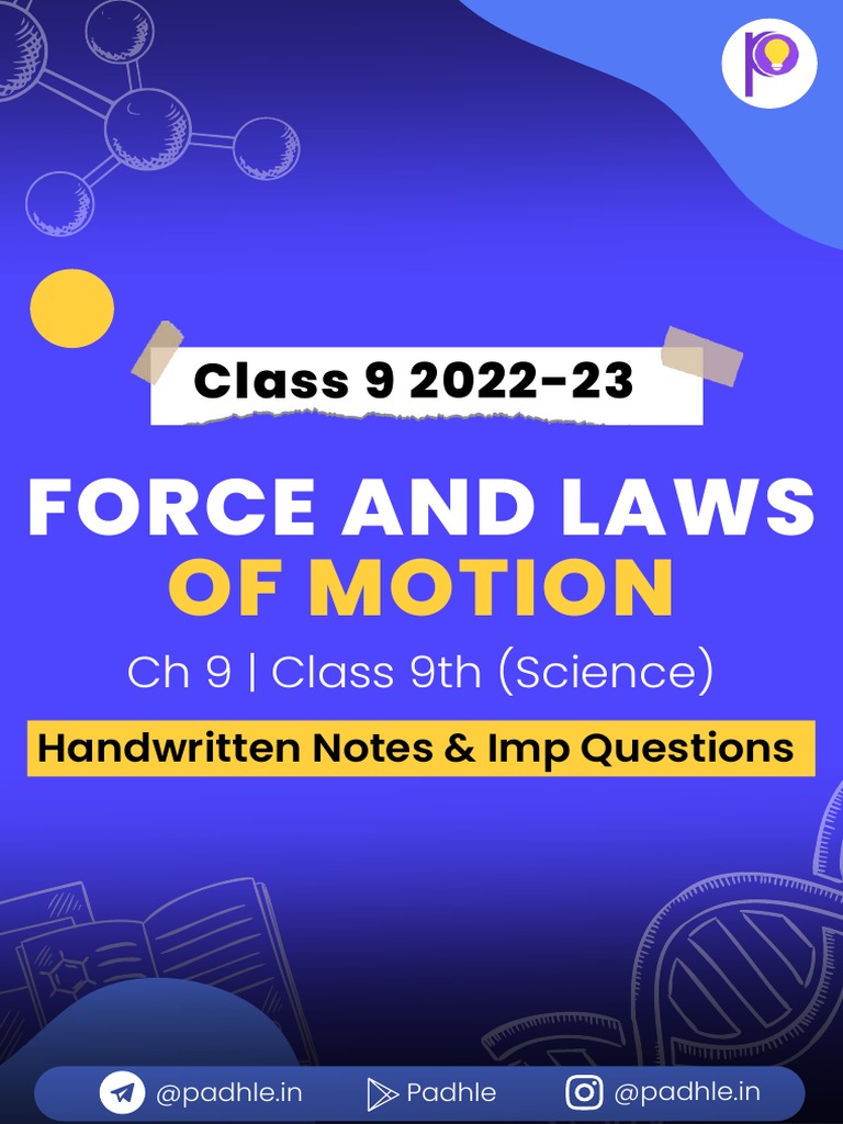 Force and Laws of Motion - Padhle 9th Science Notes | PDF | Career ...