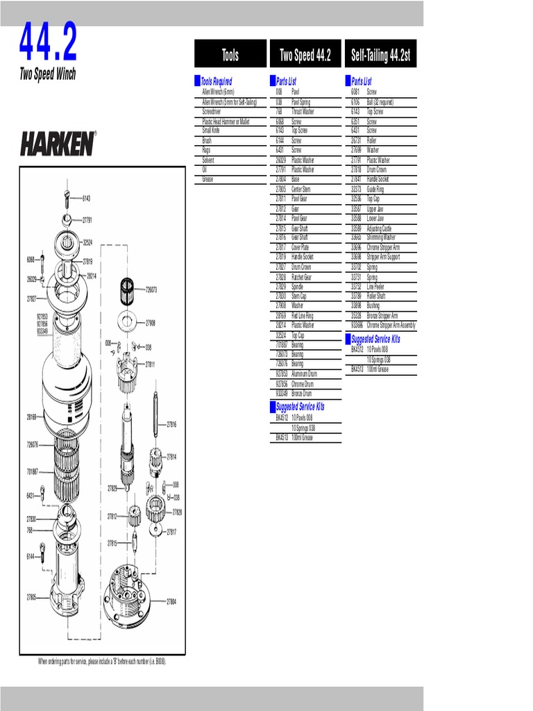 Harken Parts 442st 1992 | PDF | Bearing (Mechanical) | Equipment