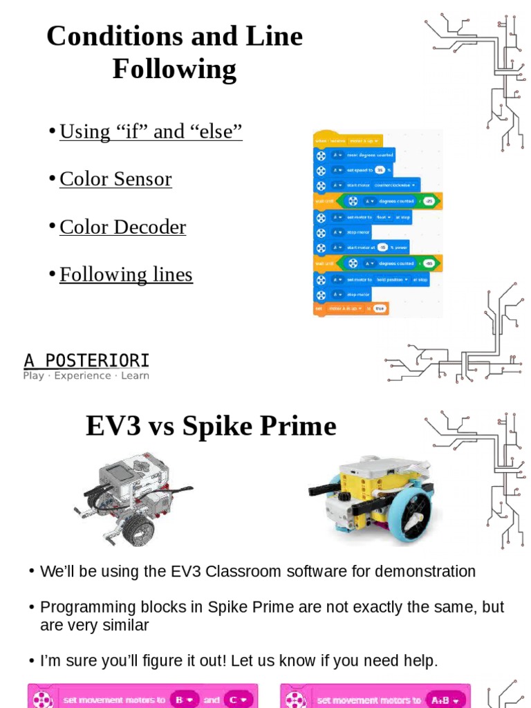 Lesson 3 Conditions and Line Following | PDF