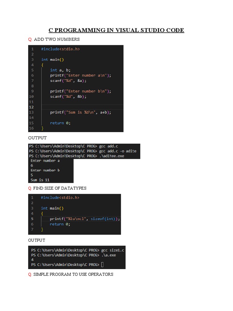 C Programming in Visual Studio Code | PDF