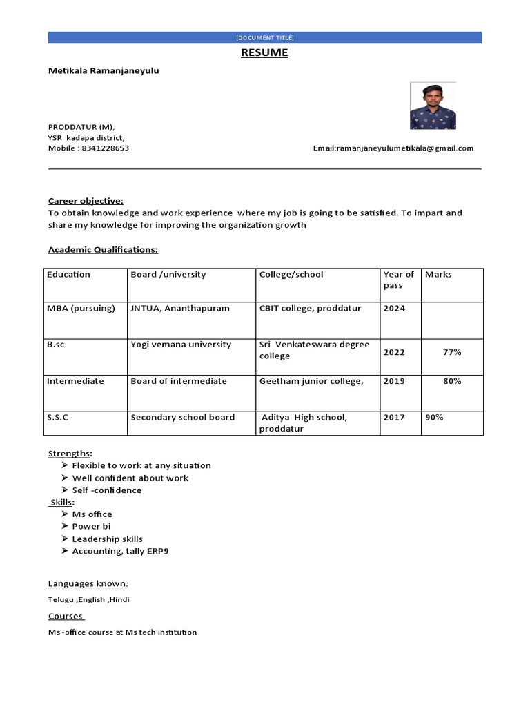 Ramanji Resume | PDF
