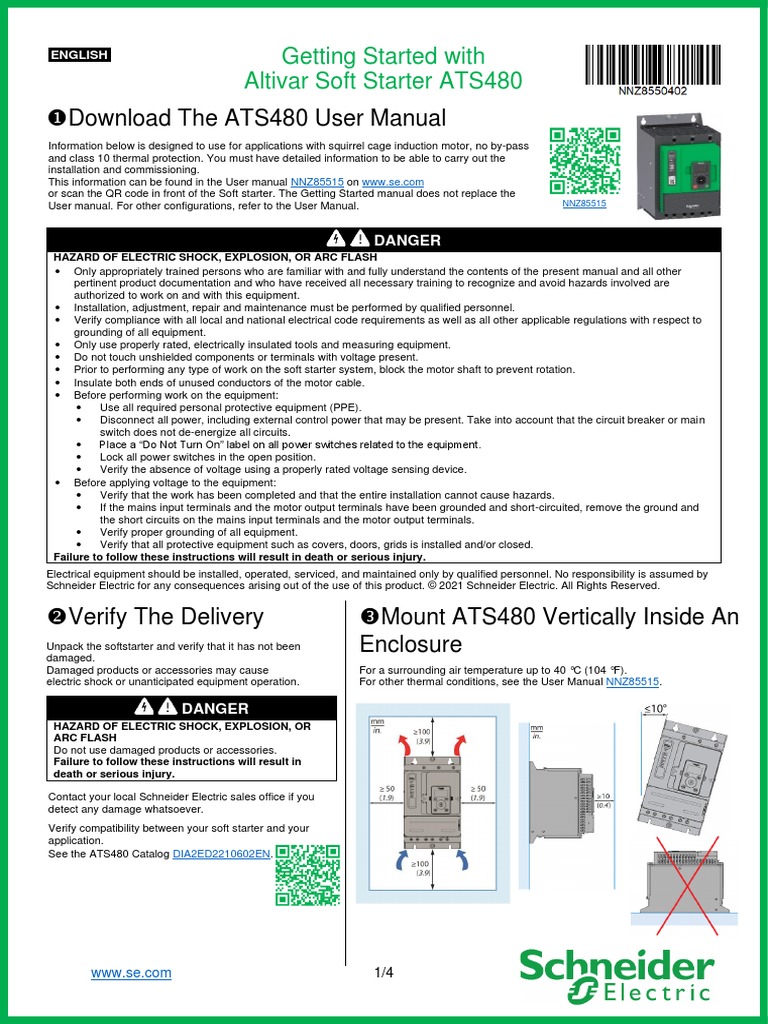 ATS480 Getting Started en NNZ85504 02 | PDF | Electric Motor | Switch