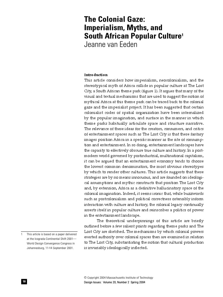 The Colonial Gaze - J V Eeden | PDF | Postcolonialism | Colonialism