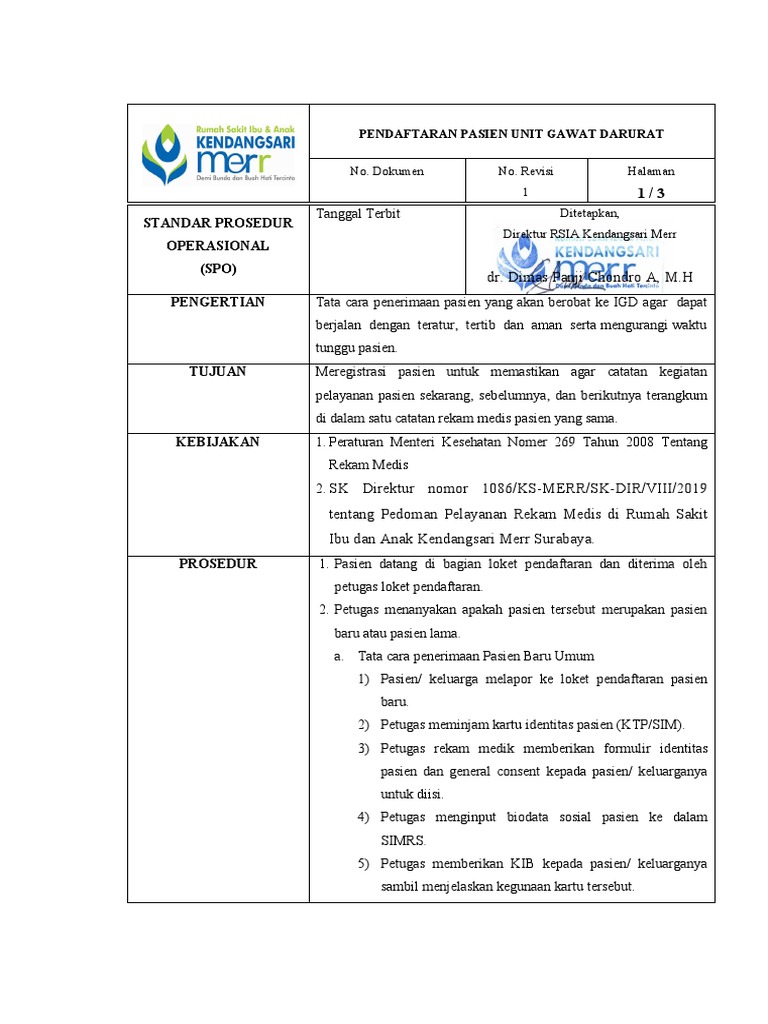 SPO Pendaftaran Pasien IGD | PDF