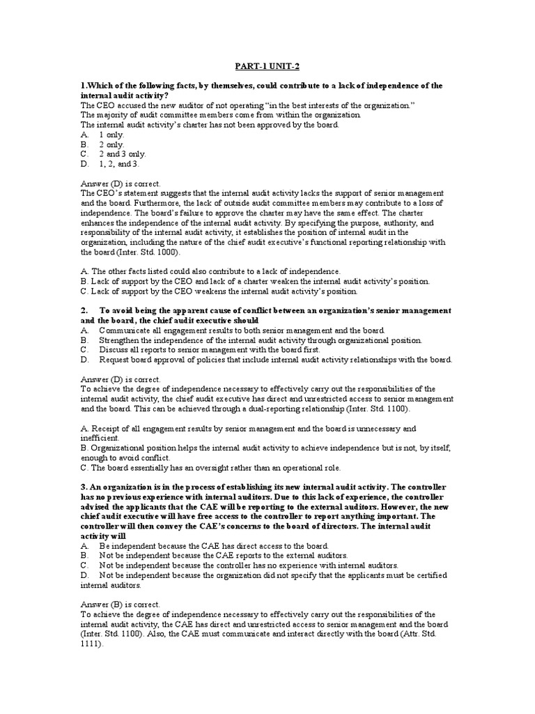 Part 1 Unit 2 Answer Key | Download Free PDF | Internal Audit | Audit