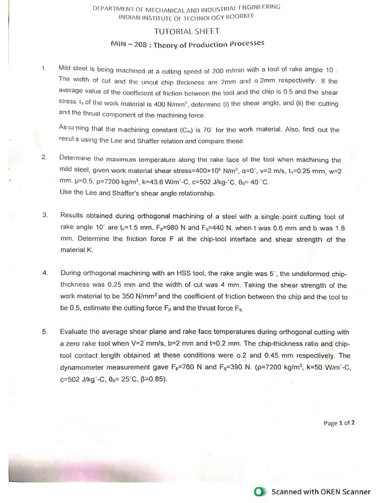 Tutorial 2 MIN 208 | PDF