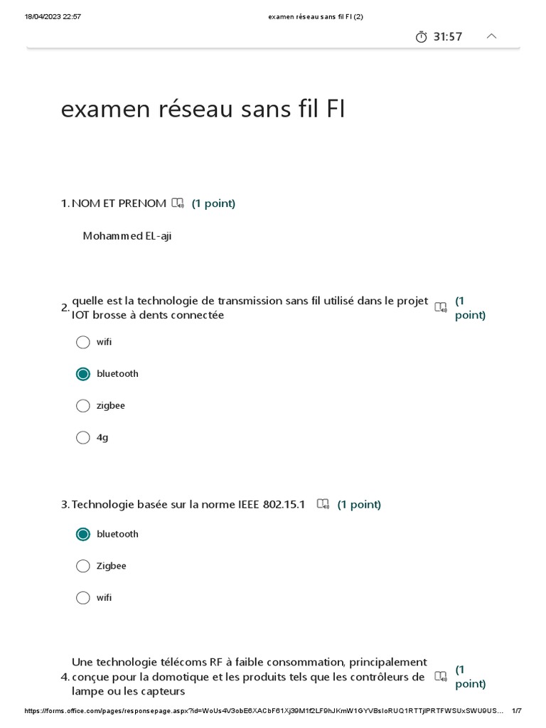 Examen Réseau Sans Fil FI | PDF