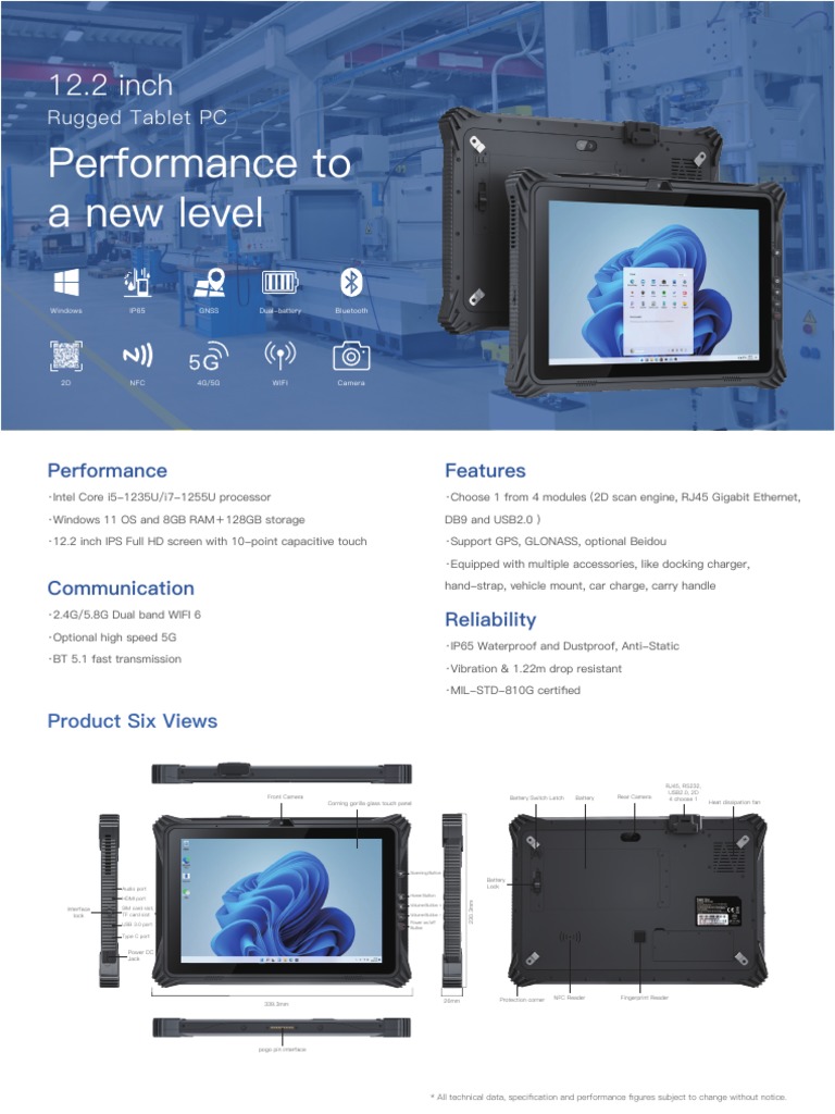 Rugged Tablet PC EM-I20A | PDF | Usb | Tablet Computer