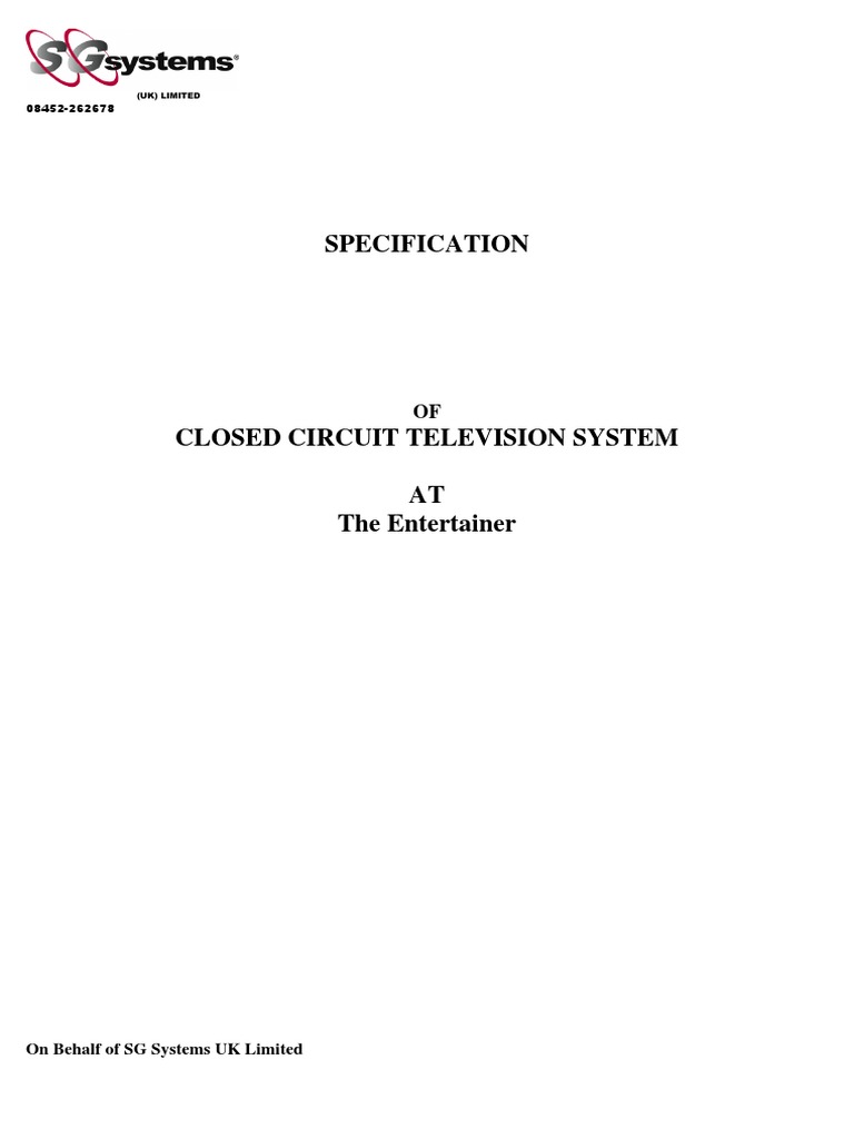 CCTV System Specification for The Entertainer | PDF