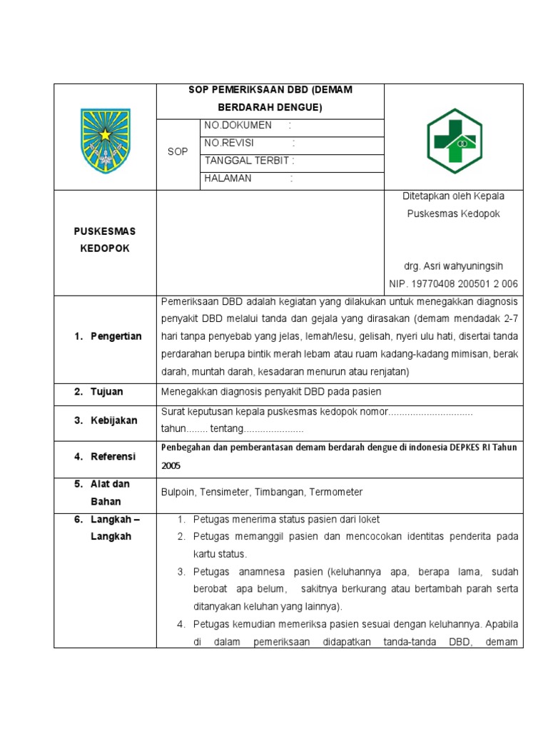 SOP Pemeriksaan DBD Benar | PDF