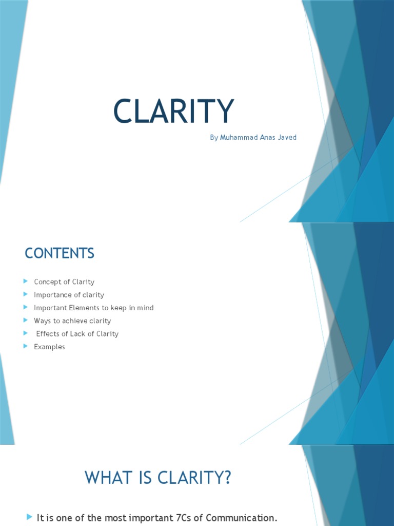 CLARITY, One of The 7Cs of Communication | PDF