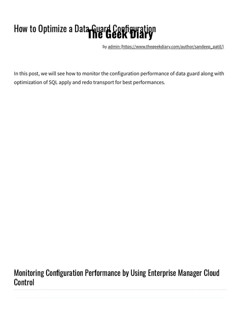 How To Optimize A Data Guard Configuration | PDF | Databases | Computing