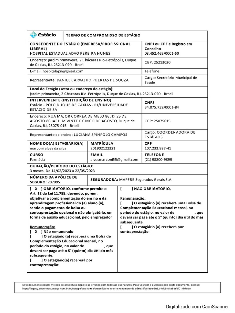Documentos Finais de Estagio | PDF