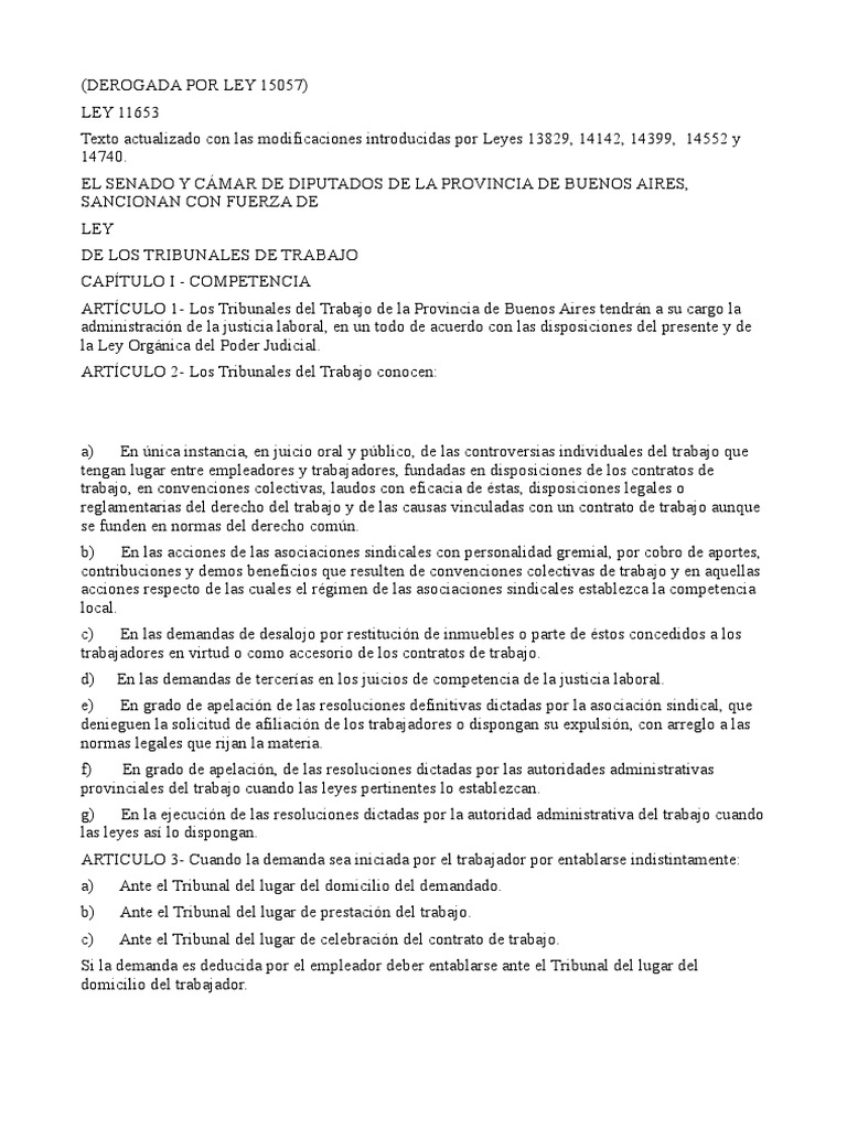 Ley 11653 | PDF | Sentencia (ley) | Demanda judicial