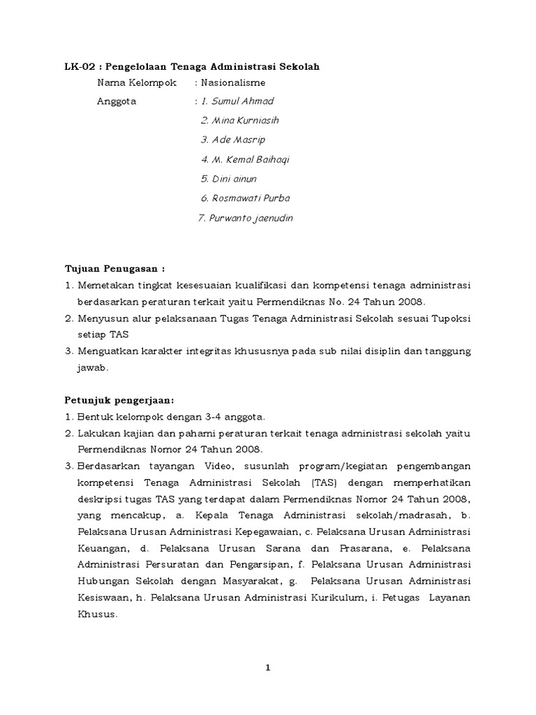 LK-02 PENGELOLAAN TAS Kel 2 (Nasionalisme) | PDF
