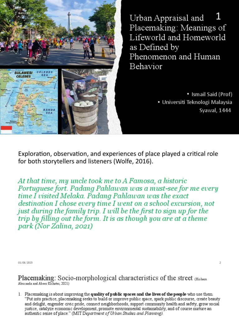 Urban Appraisal and Placemaking UNISA Syawal 1444 | PDF | Experience ...